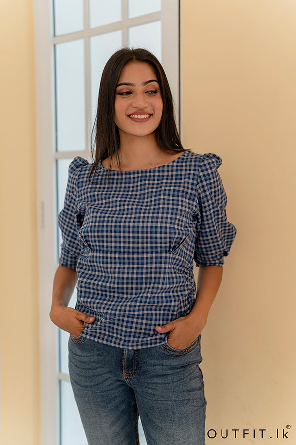 Puff Sleeve Checked Top – OUTFIT