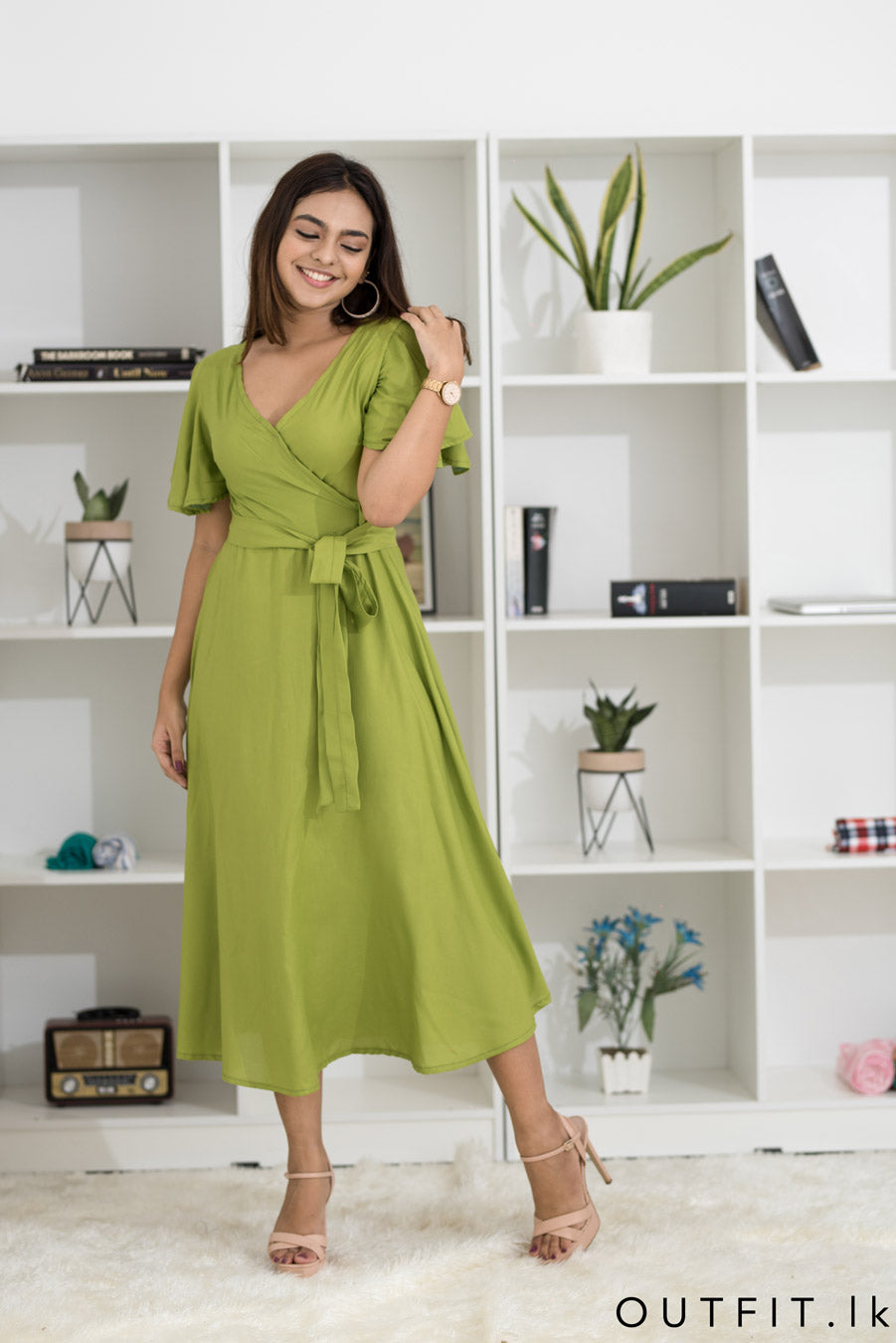 Front Cross-over Midi Dress – OUTFIT