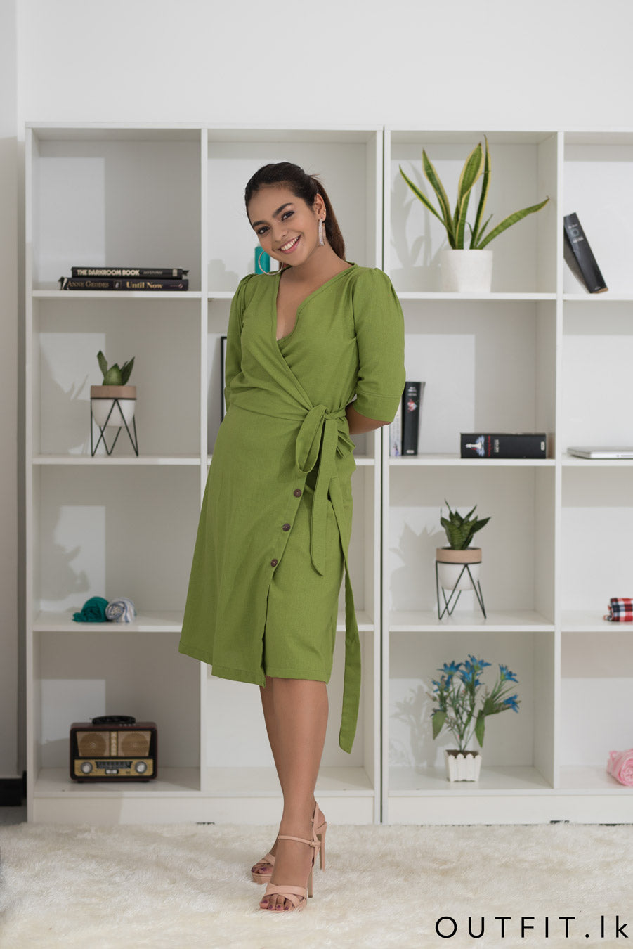 Front Cross-over Buttoned Dress – OUTFIT